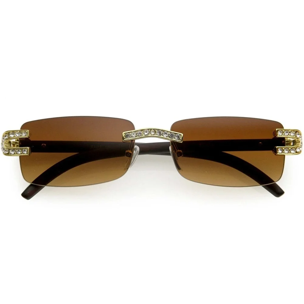 Accessories | Women Sunglasses Square Frame Rimless Brown Lens ...